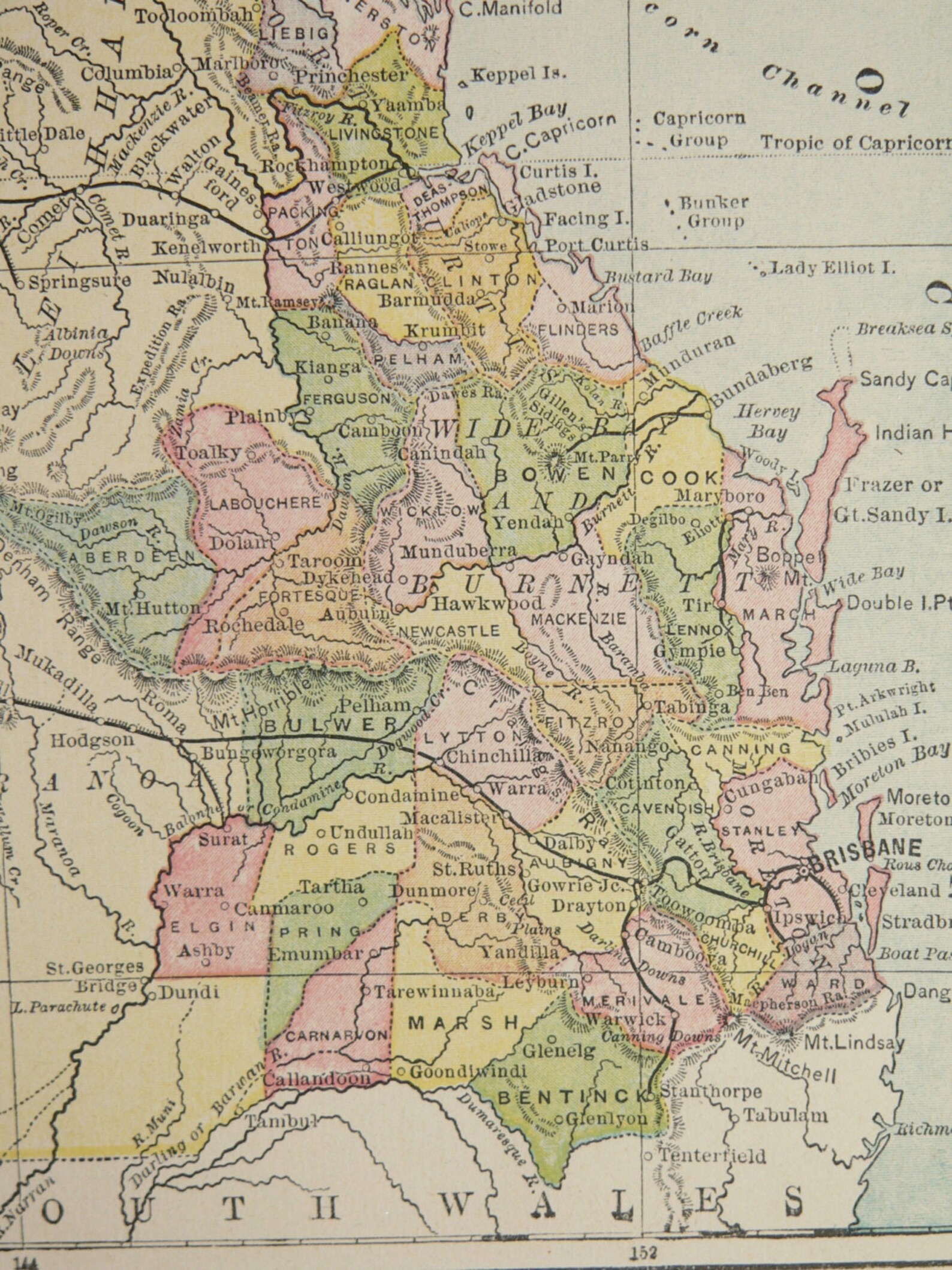 Queensland Australia Map, South Australia Map 1896 Vintage Map ...