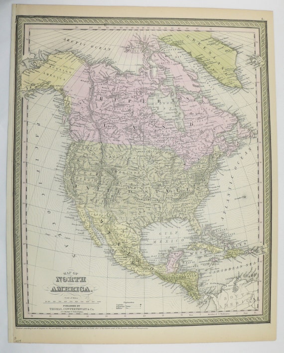 1855 Mitchell Map of North America Original Antique Map of | Etsy