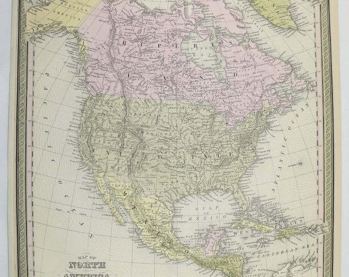 1855 Mitchell Map of North America, Original Antique Map of United ...