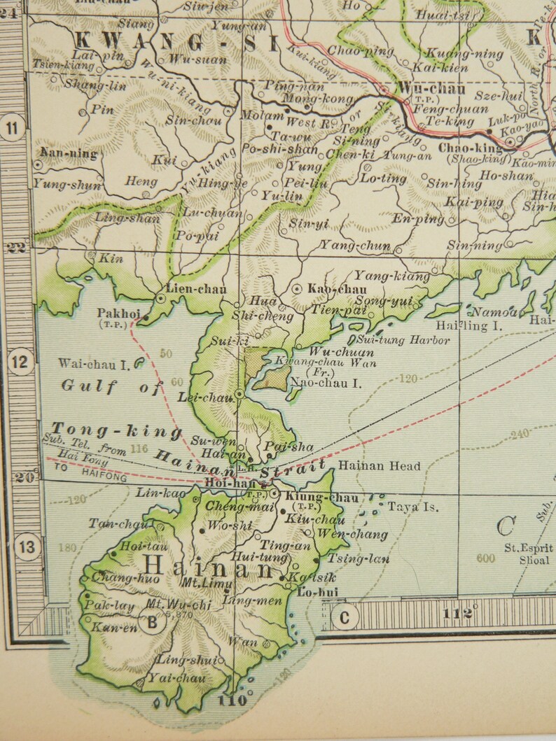1899 Vintage Map of China Eastern China Century Map - Etsy