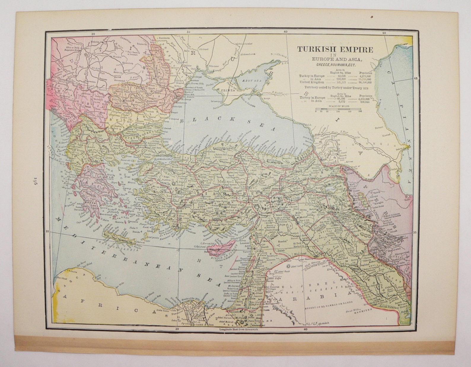 Vintage Map of Turkey in Europe Turkey in Asia 1891 Antique - Etsy