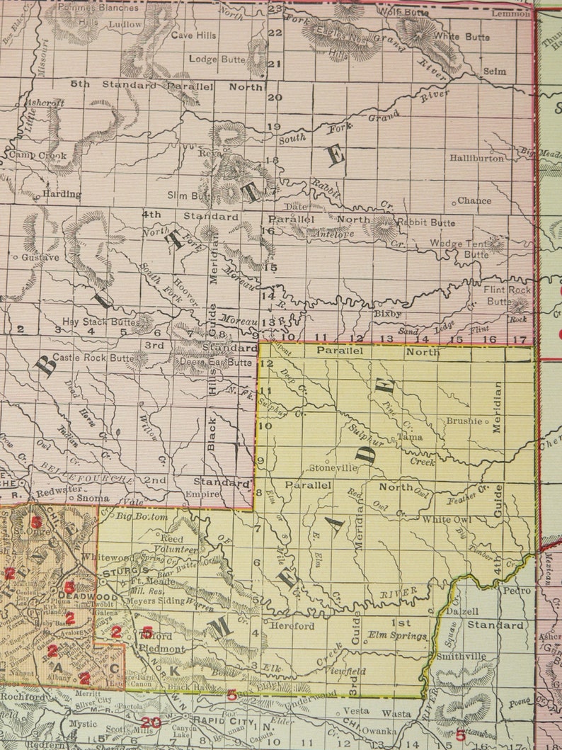 Antique South Dakota Map 1908 Vintage Railroad Map of South - Etsy