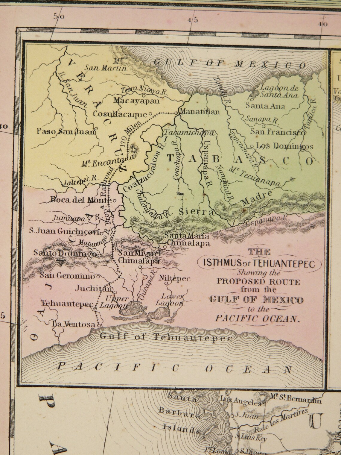 1854 Mitchell Map of Mexico and Central America Guatemala | Etsy
