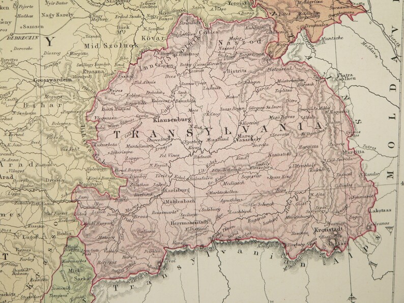 1873 A C Black Map of Austria, Austrian Dominions, Hungary ...