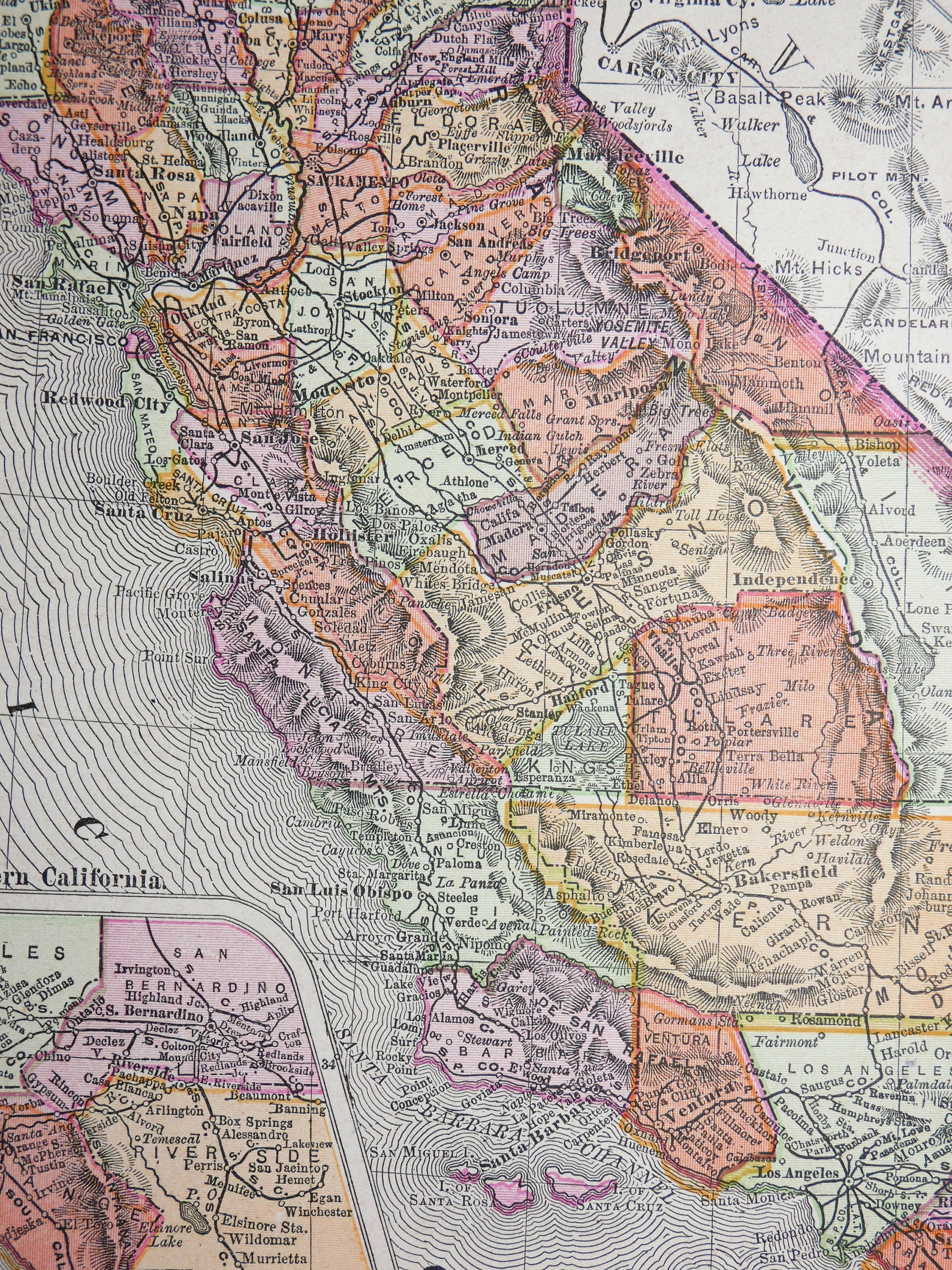 Antique Map of California and San Francisco 1899 Vintage California Map ...