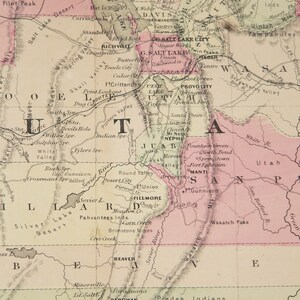 1864 Johnson Map of California, Colorado, New Mexico, Arizona, Nevada ...