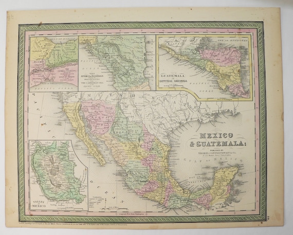 1854 Mitchell Map of Mexico and Central America Guatemala | Etsy