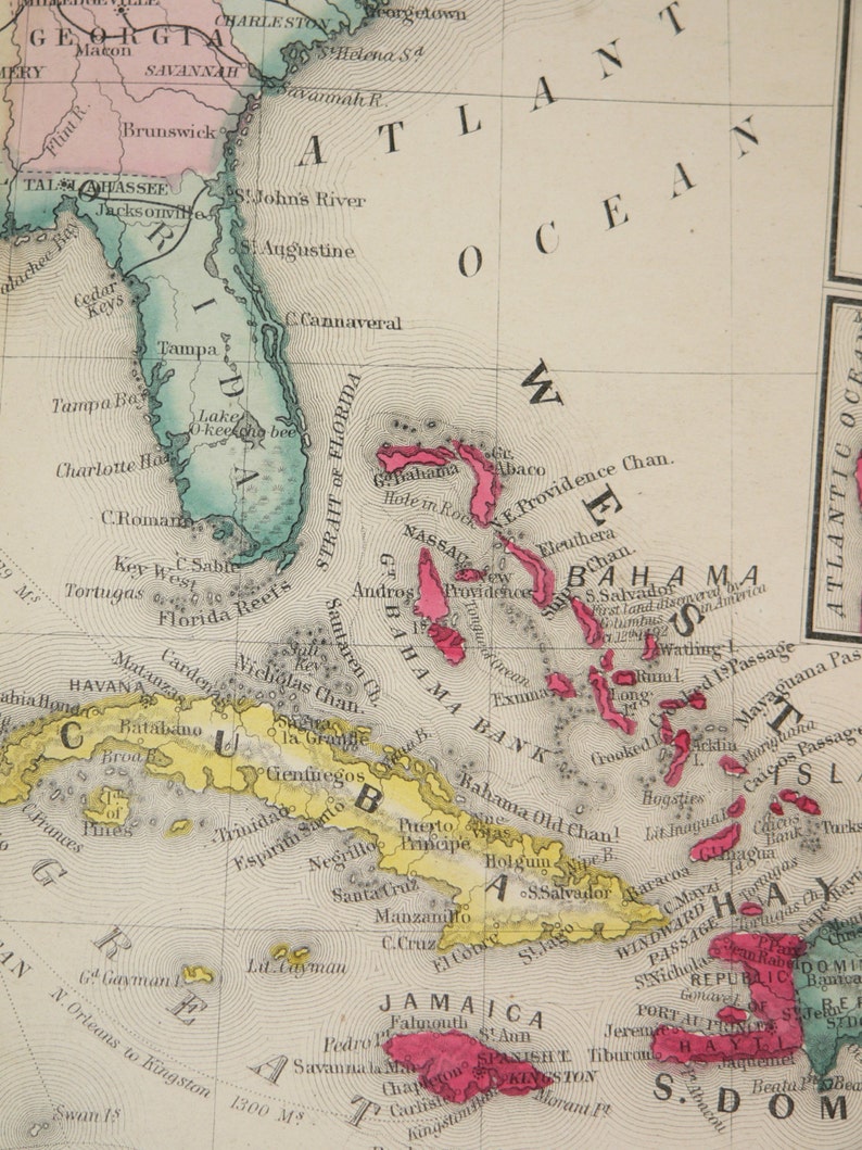 1860 Mitchell Map of Mexico Central America West Indies - Etsy