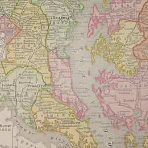 1900 Map of Baltimore With Maryland and Delaware, Original Antique Map ...