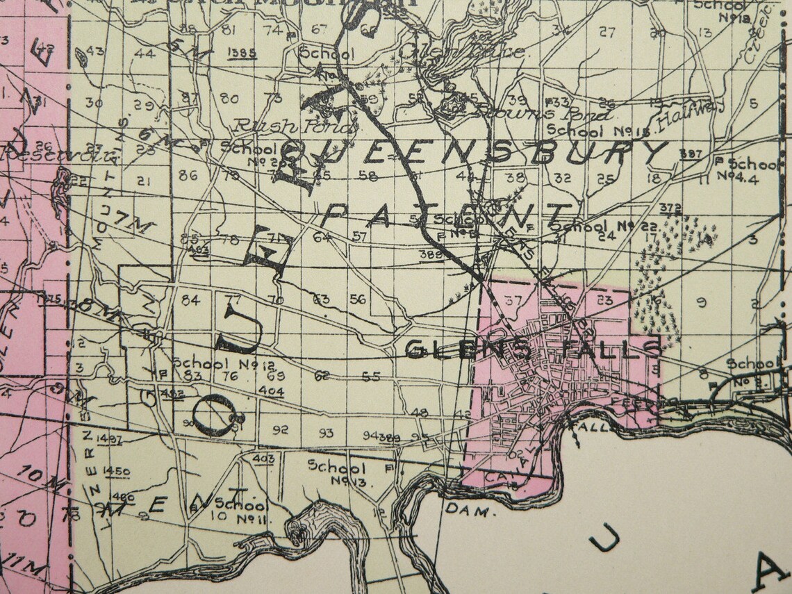 Warren County NY Map 1912 Large Map, New York County Map, Original ...