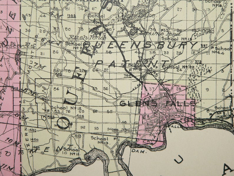 Warren County NY Map 1912 Large Map New York County Map - Etsy