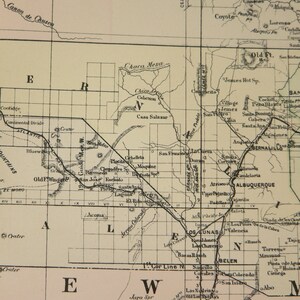 1889 Large Arizona Map, New Mexico Map, Southwest US State Map, Antique ...