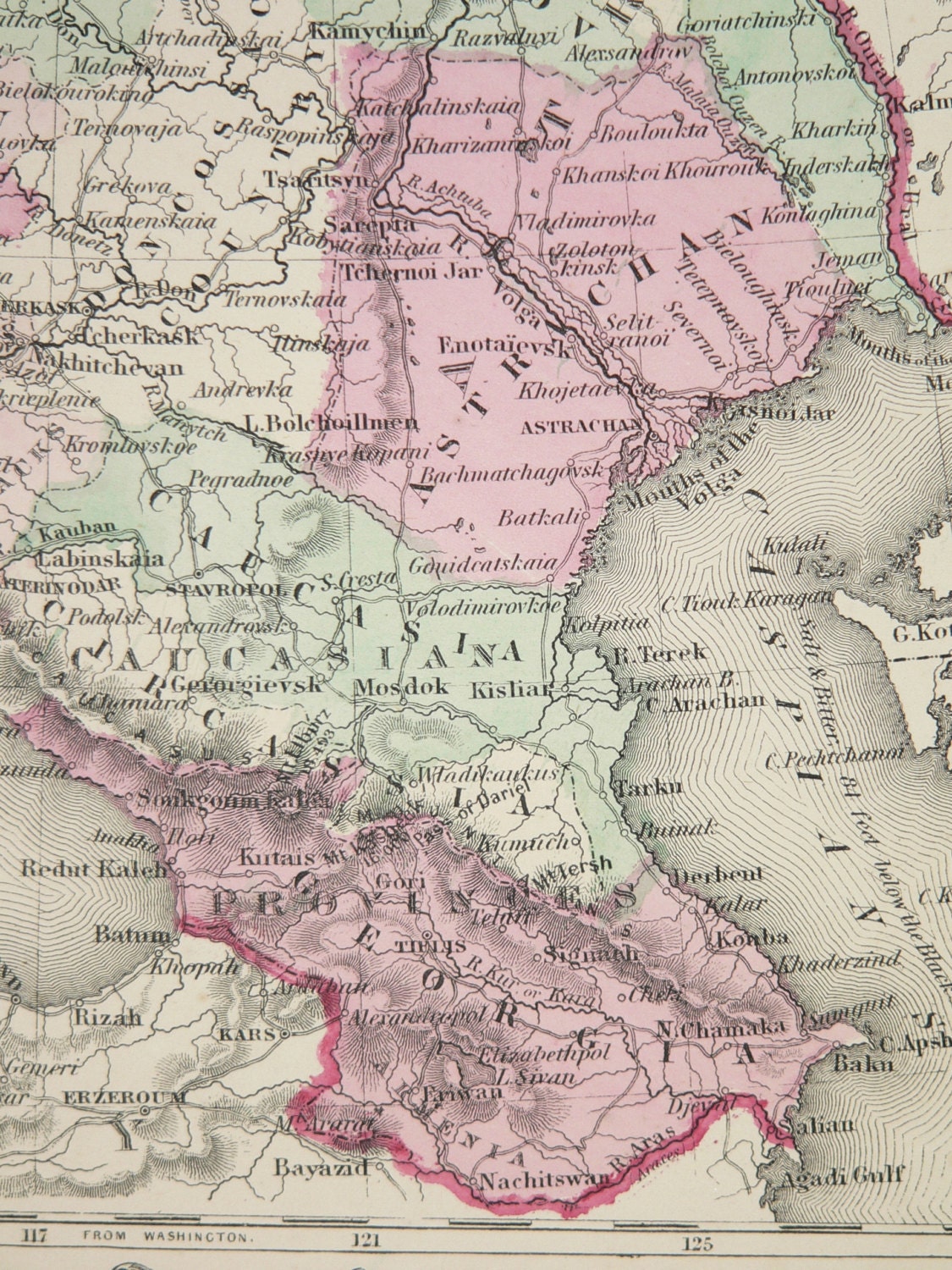 Original Antique Map of Russia, Ukraine Map Poland 1863 Johnson Map ...