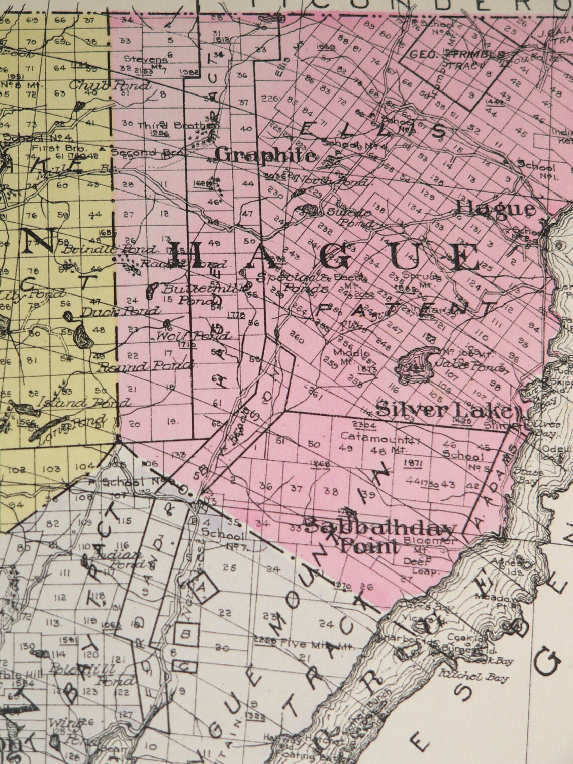 Warren County NY Map 1912 Large Map, New York County Map, Original ...