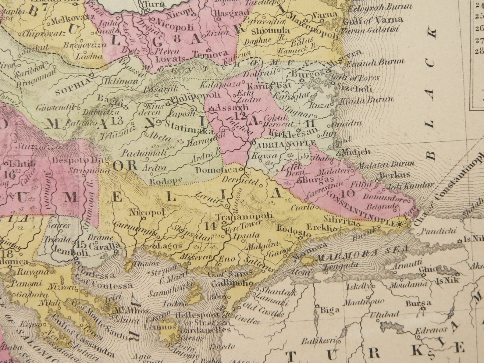 Antique Turkey Map 1852 Mitchell Map of Turkey, Handcolored Map, Turkey ...