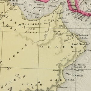 1854 Mitchell Map of Persia, Iran, Saudi Arabia, Afghanistan and ...