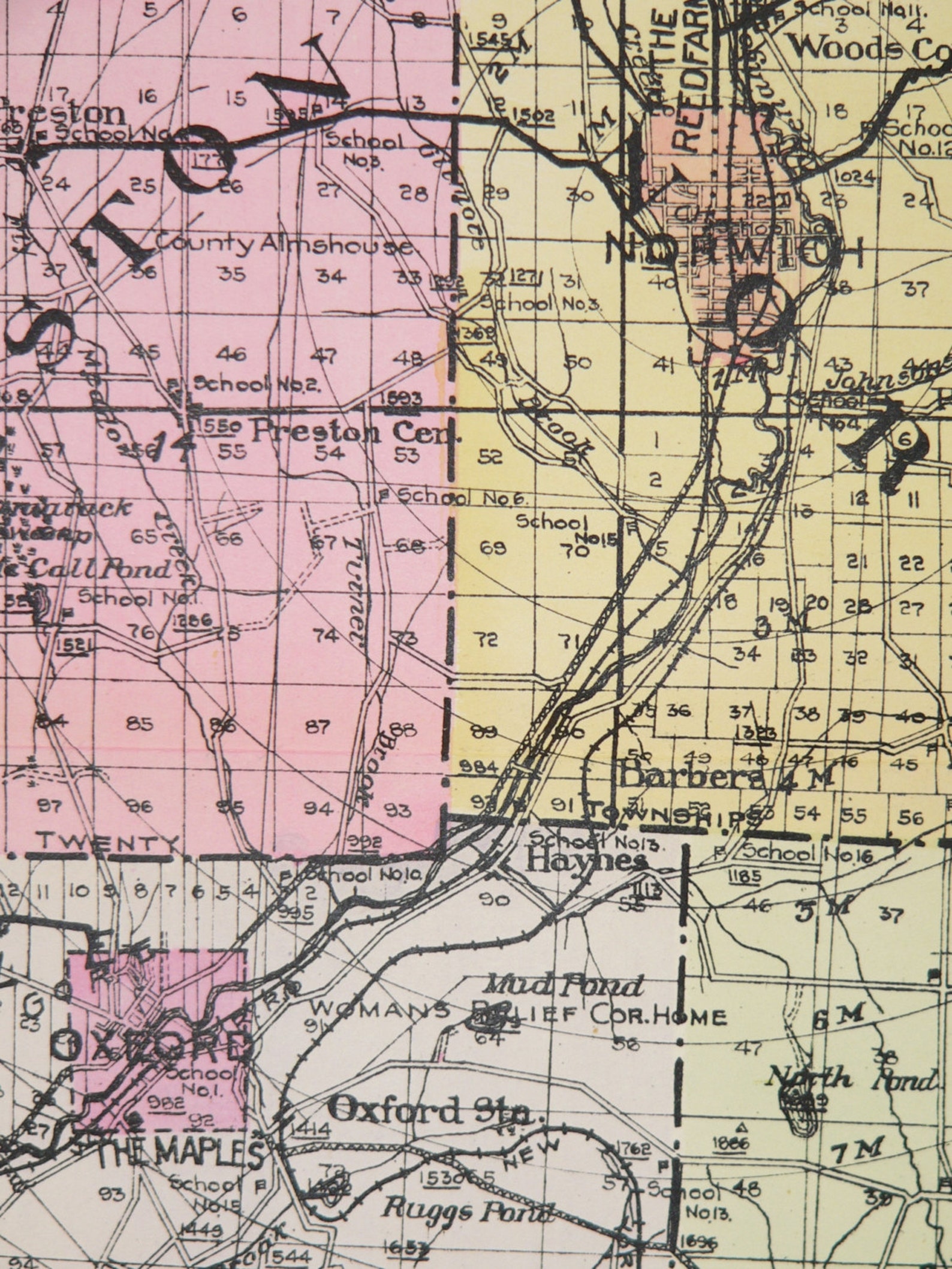 1912 Chenango County NY Antique Map, Norwich Oxford, Large Wall Art - Etsy
