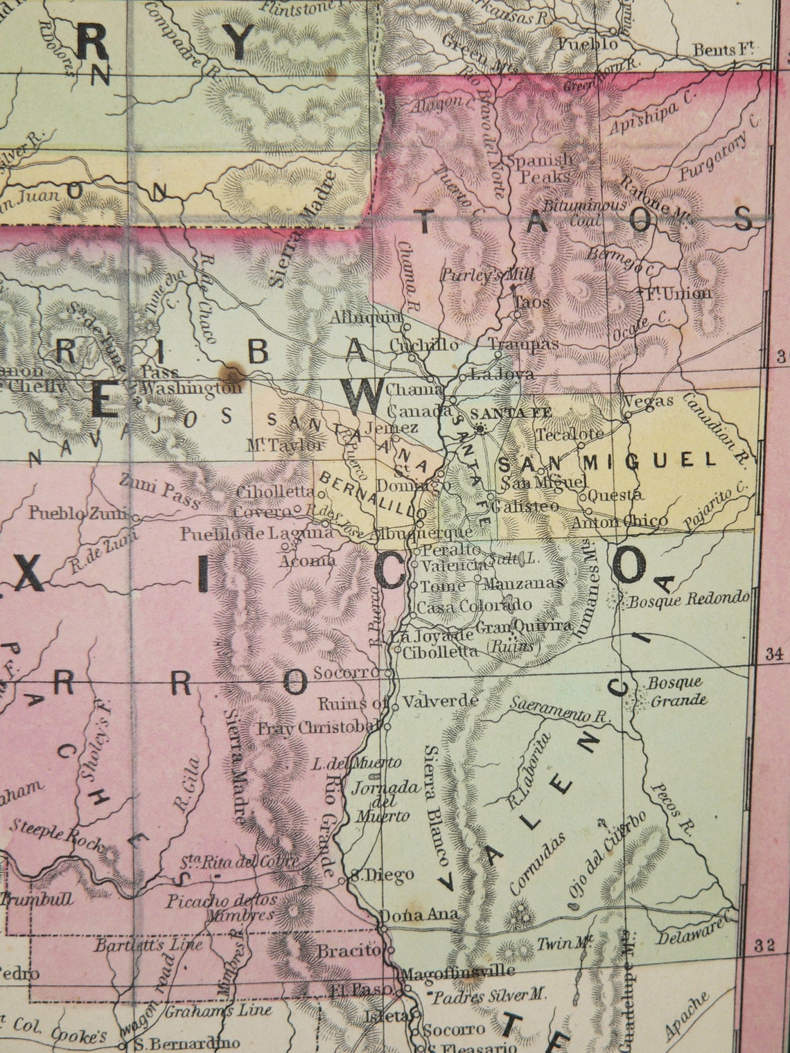 1854 Mitchell Map of Western United States California - Etsy
