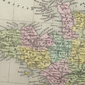 1854 Mitchell Map of France, Original Antique Map, Vintage French Decor ...