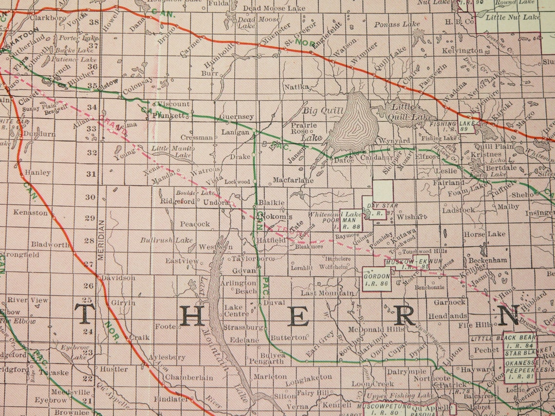 Vintage 1908 Map of Saskatchewan Canada, Original Antique Map ...