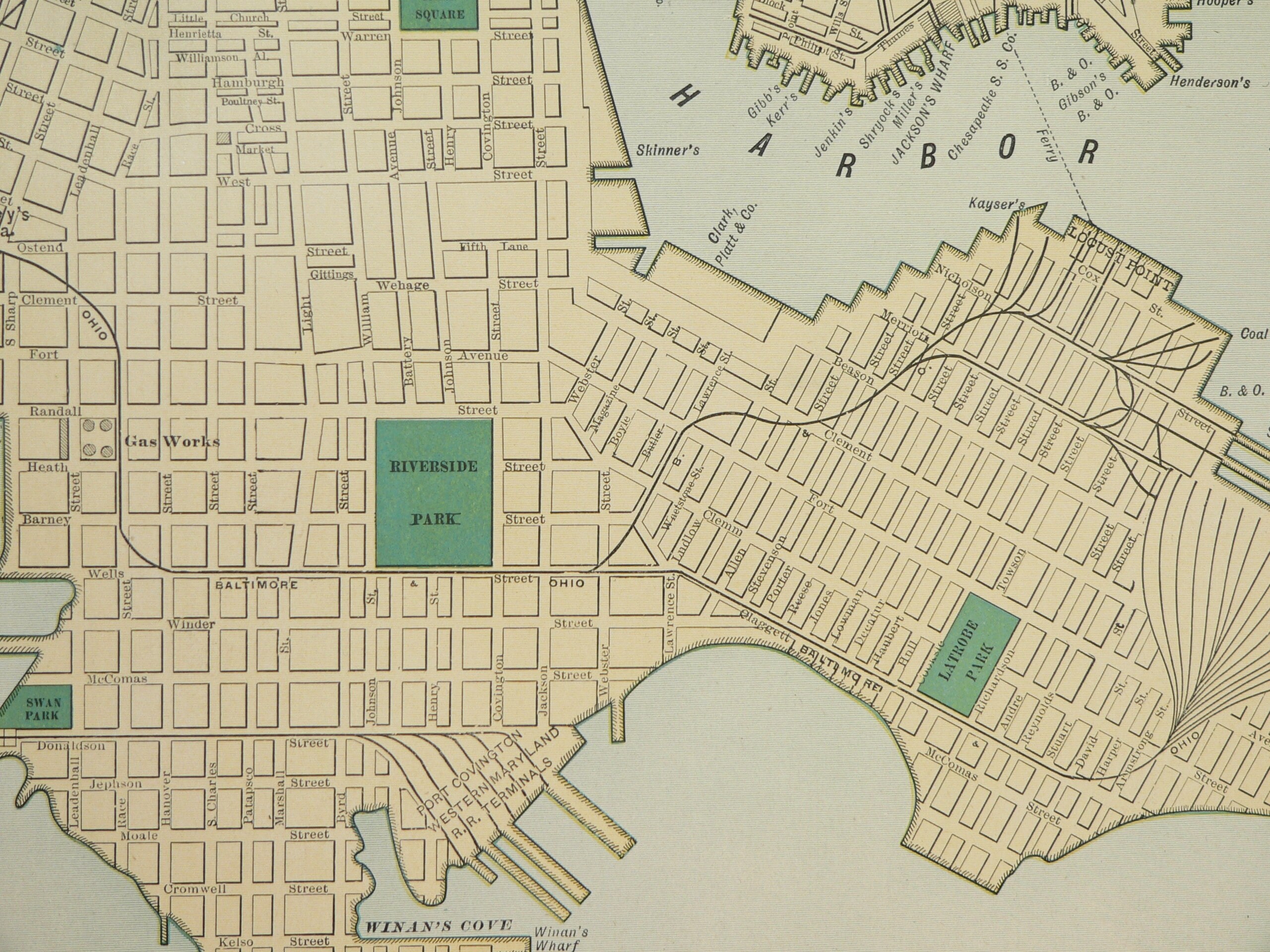 Original Vintage Baltimore MD Map 1908 Large Rand Mcnally Map of ...