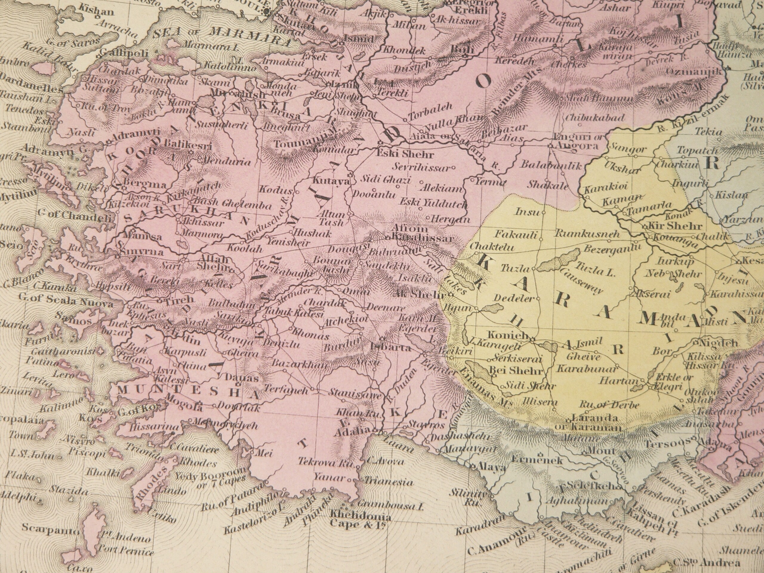 1852 Middle East Map 1852 Mitchell Map Turkey in Asia Map, Middle East ...