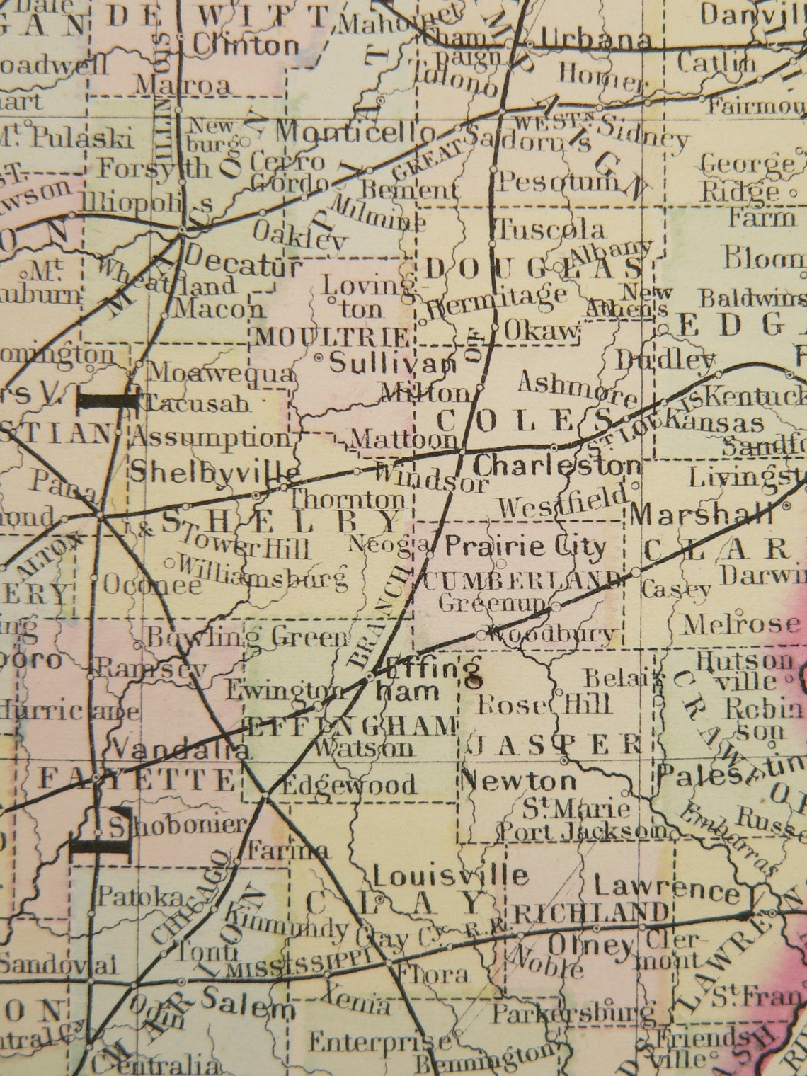 1872 Mitchell Illinois Map, IL Map, Antique Map of Illinois State ...
