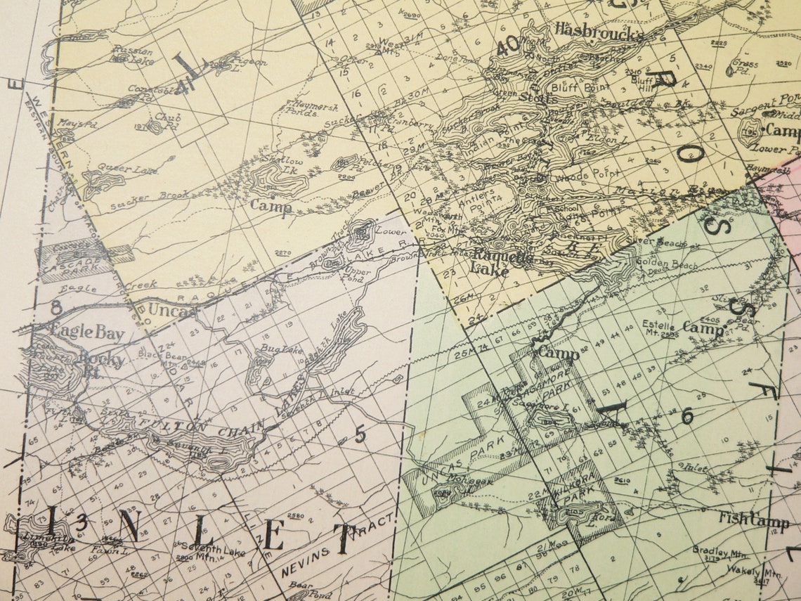 Large Map Hamilton County NY Map New York County Adirondack - Etsy