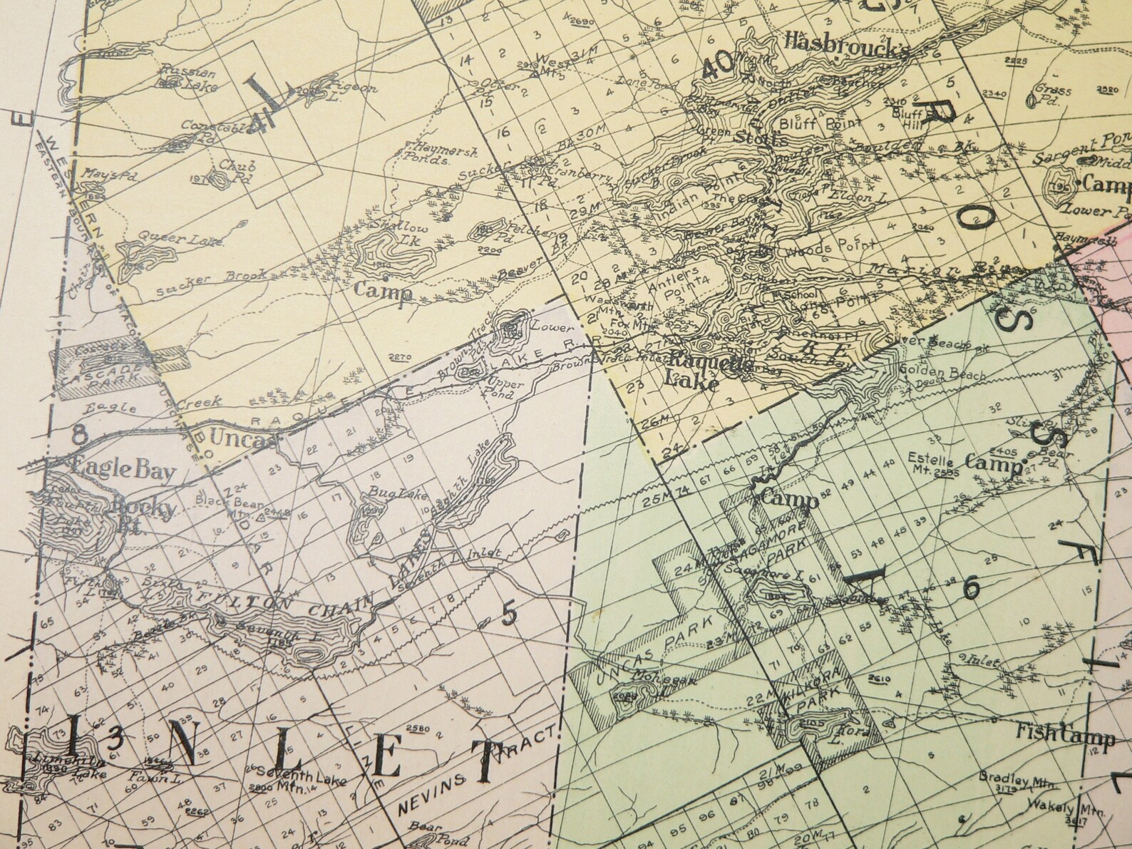 Large Map Hamilton County NY Map New York County Adirondack | Etsy