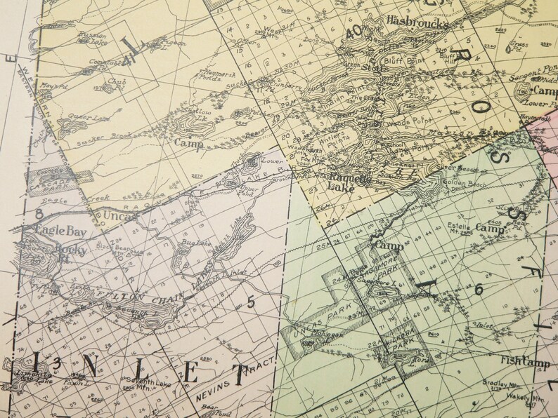 Large Map Hamilton County NY Map New York County Adirondack - Etsy