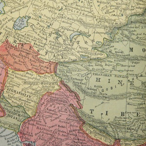 Original 1884 Cram Asia Map Middle East China India - Etsy