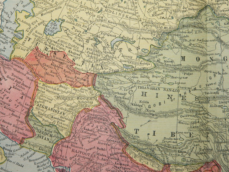 Original 1884 Cram Asia Map Middle East China India - Etsy