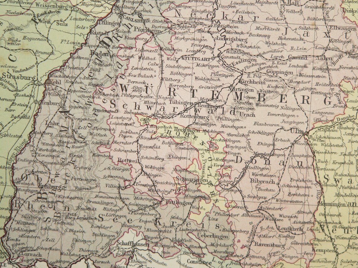 1873 A C Black Germany Map Original Antique Map West Germany - Etsy