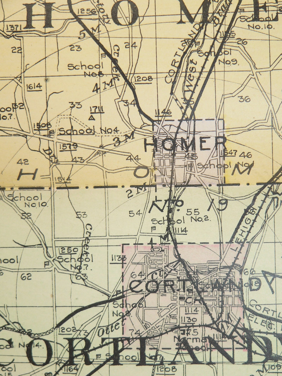 Large Map Cortland County NY Cortland NY Map 1912 New York | Etsy