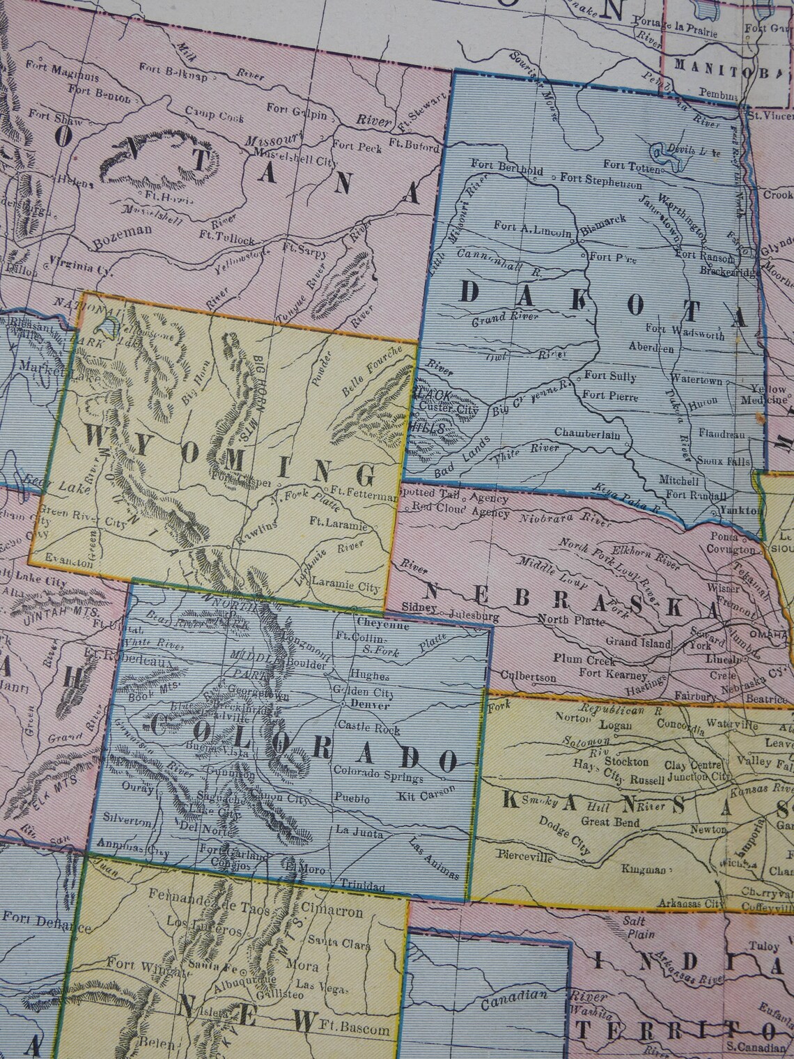 Antique United States Map 1884 Cram Map of the United - Etsy