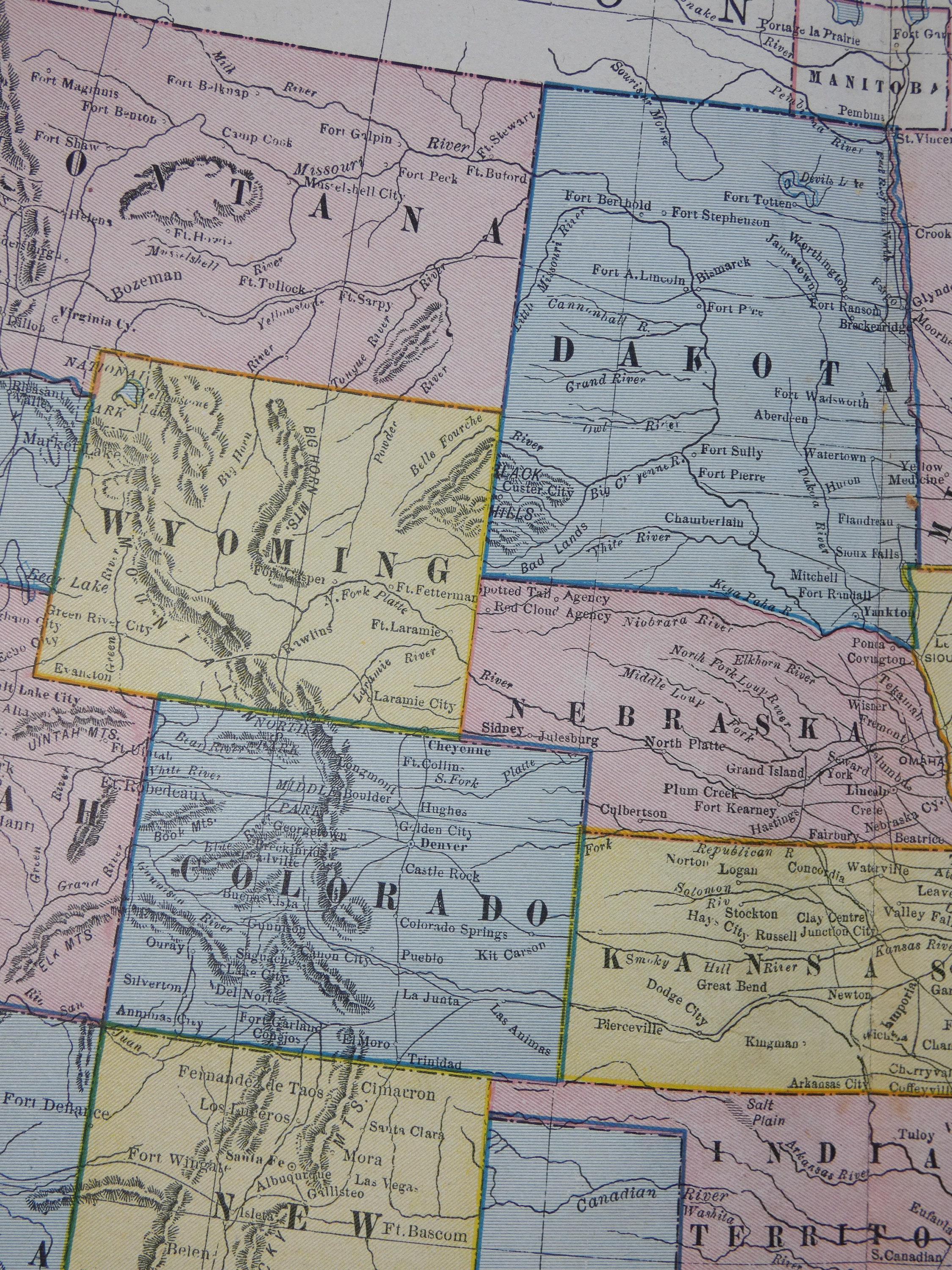 Antique United States Map 1884 Cram Map of the United States,color Map ...
