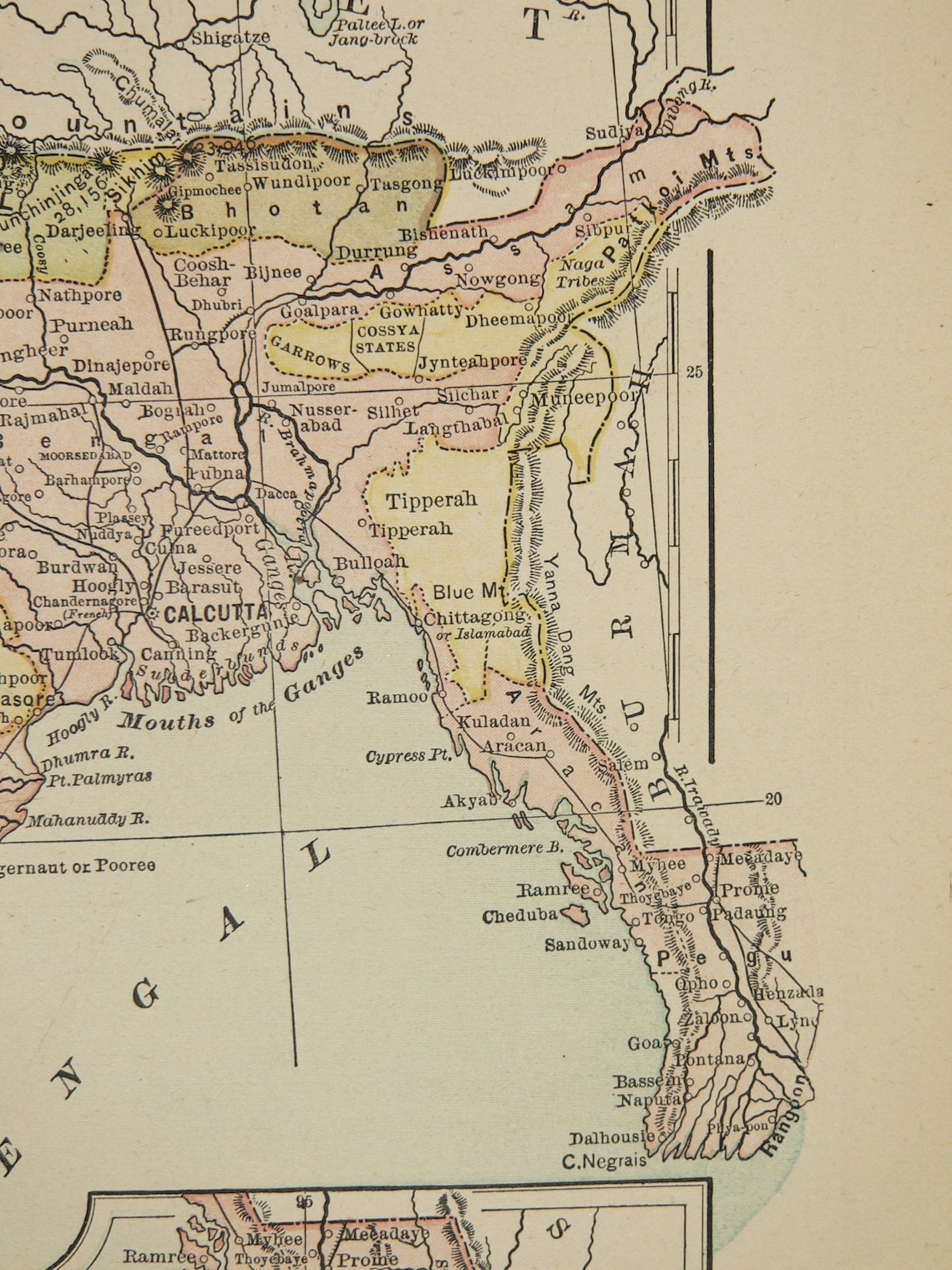 Mapa antiguo de la India 1896 Mapa vintage de la India Sri - Etsy México