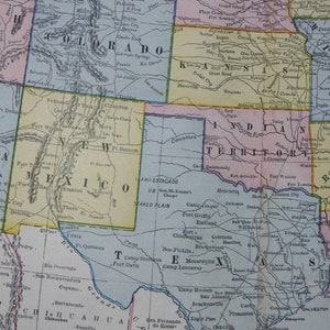 Antique United States Map 1884 Cram Map of the United States,color Map ...