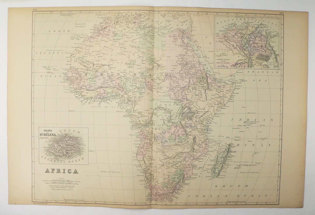 1886 Mitchell Bradley Africa Map, Original Antique Map, Sahara Desert ...