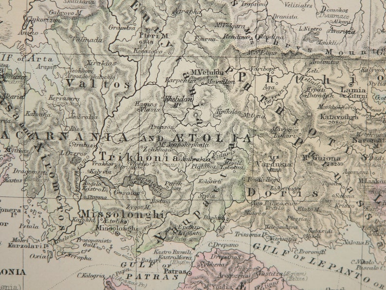 Large Antique Map of Greece, Turkey in Europe, Cyclades Map, Greek ...