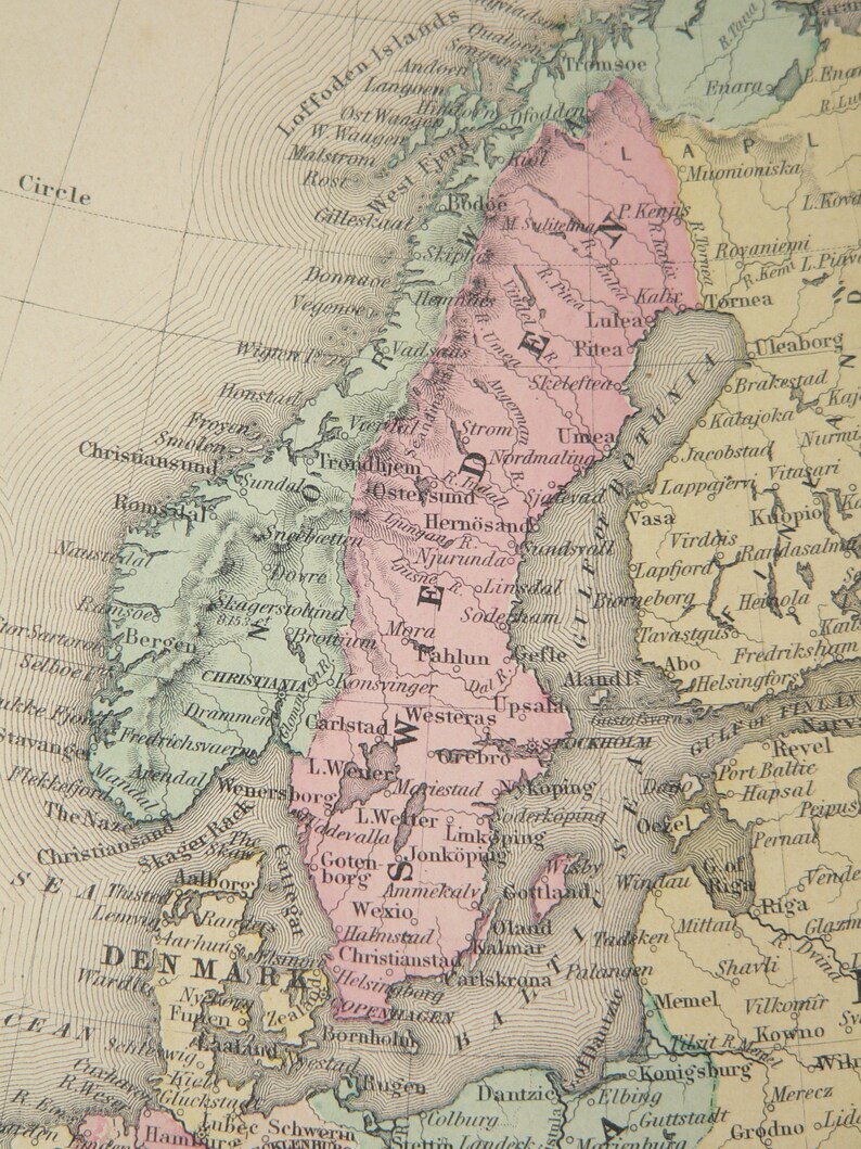 1856 Colton Europe Map Real Antique Map of Europe - Etsy UK