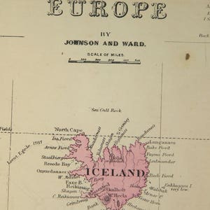 Antique Europe Map, Large Vintage Map of Europe 1864 Johnson Map ...