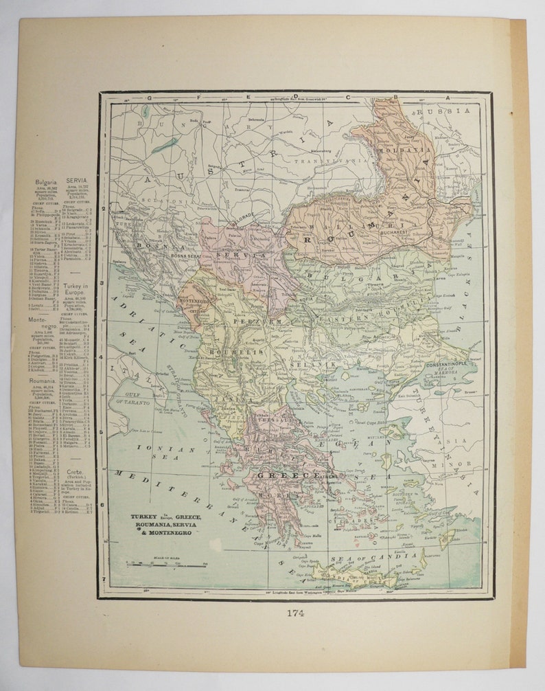1897 Map of Russia Turkey in Europe Original Vintage Map | Etsy