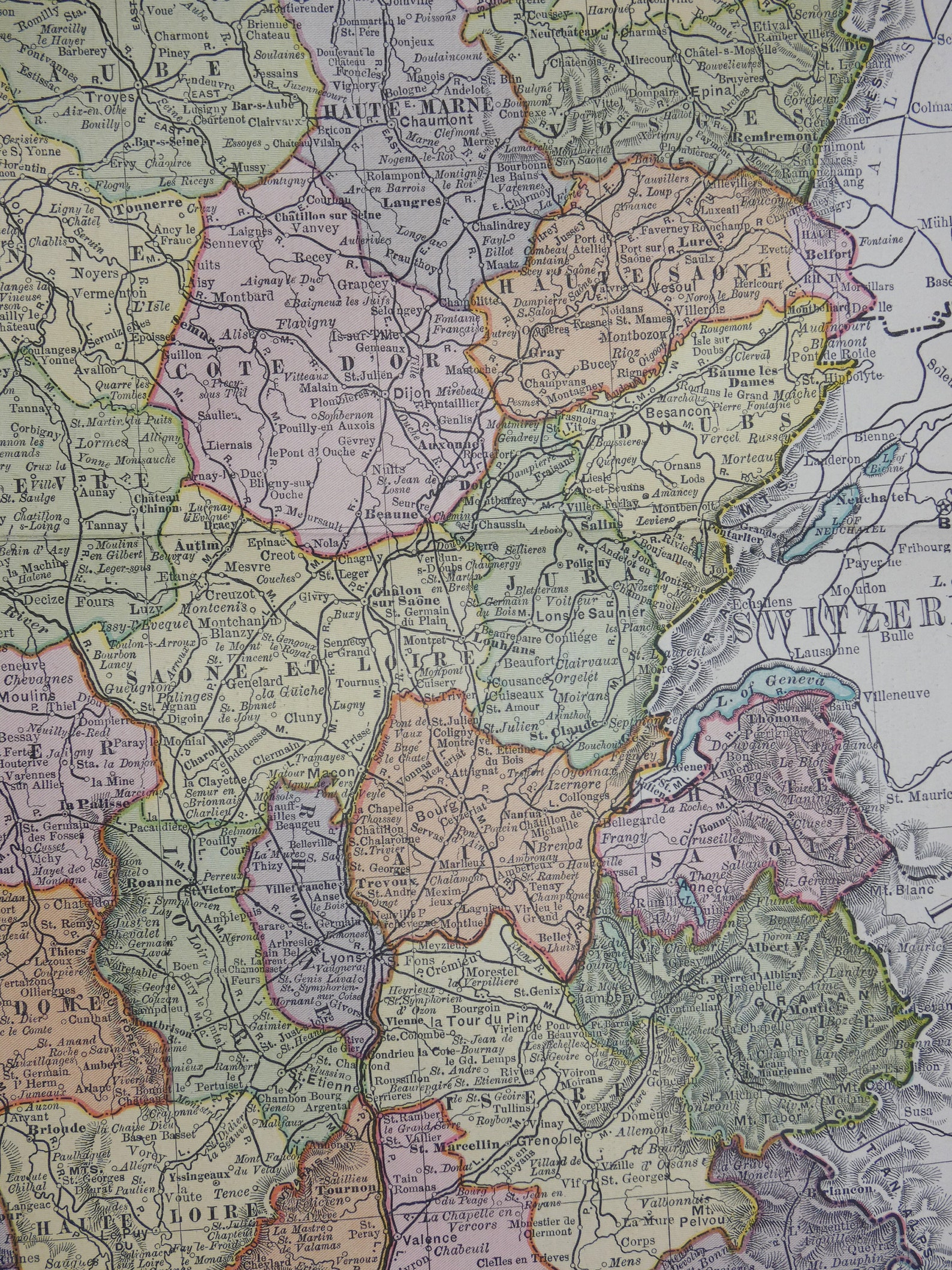 1892 Large Map of France, Original Antique Rand Mcnally France Map ...