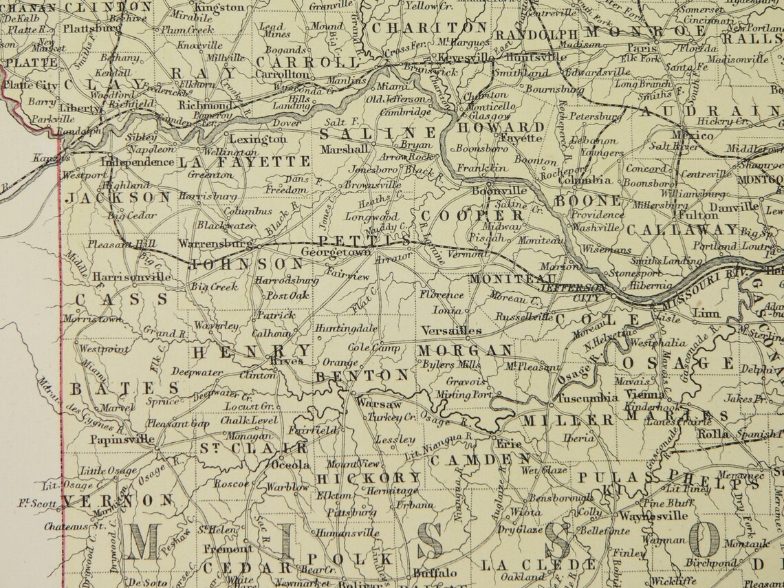 Antique Missouri and Arkansas Map 1873 A C Black Map of | Etsy
