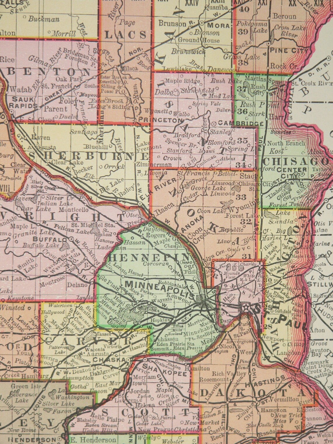 1897 Big Minnesota Map Milwaukee MN Map Minnesota Gift for - Etsy