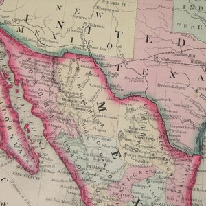 1860 Mitchell Map of Mexico, Central America, West Indies, Caribbean ...