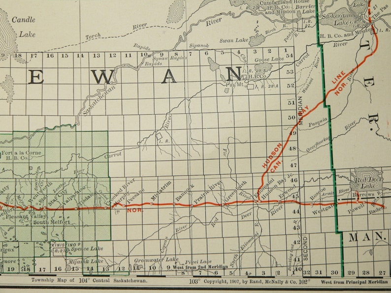 Vintage 1908 Map of Saskatchewan Canada Original Antique Map | Etsy