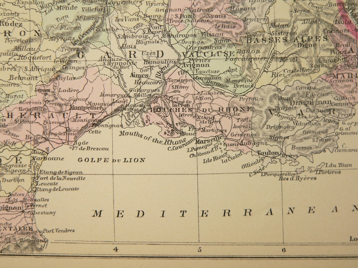 1886 Antique France Map 1886 Bradley Atlas Map of France - Etsy