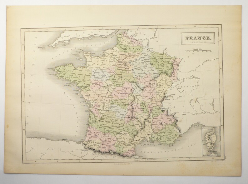 Antique France Map 1852 A & C Black Map of France Original | Etsy